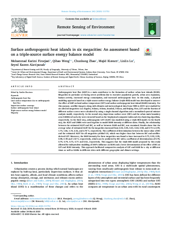 (PDF) Surface anthropogenic heat islands in six megacities: An ...