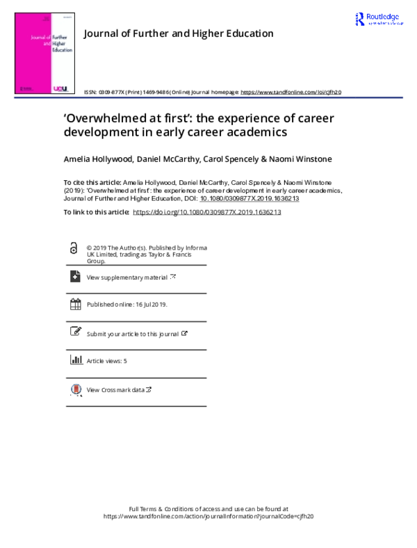 (PDF) ‘Overwhelmed at first’: the experience of career development in ...