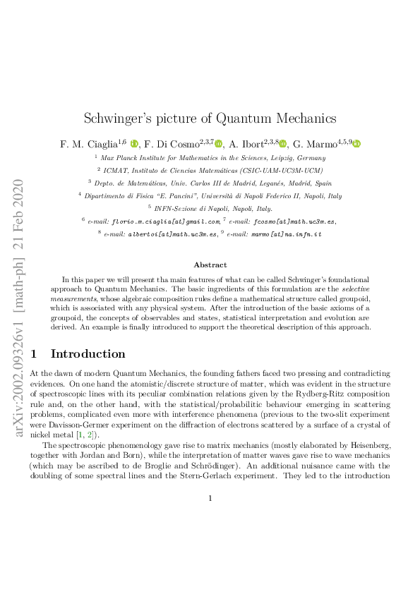 (PDF) Schwinger’s picture of quantum mechanics