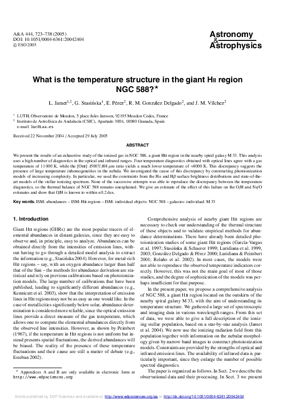 (PDF) What is the temperature structure in the giant HII region NGC 588 ...
