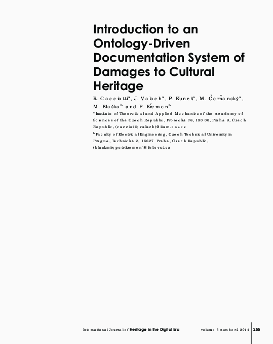 (PDF) Ontology-Driven System for Cultural Heritage Damage