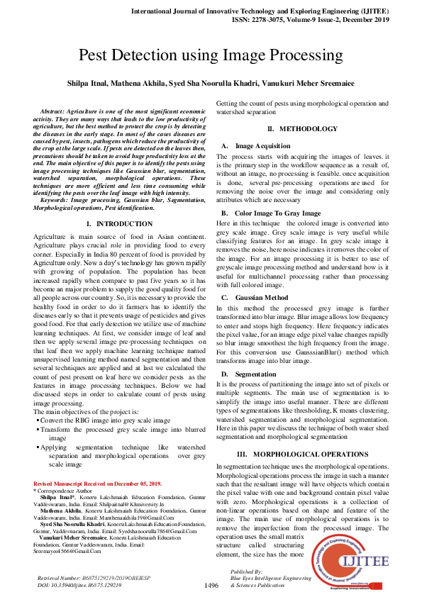 (PDF) Pest Detection using Image Processing