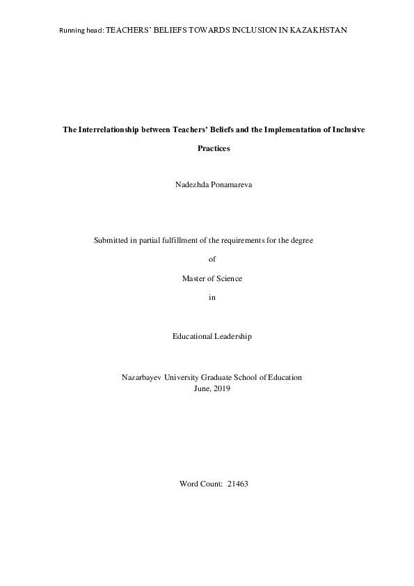 (PDF) The Interrelationship between Teachers’ Beliefs and the Implementation of Inclusive Practices