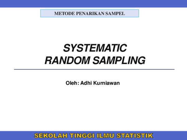 (PDF) Systematic Random Sampling