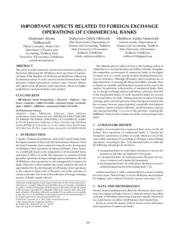 (PDF) Important Aspects Related to Foreign Exchange Operations of ...