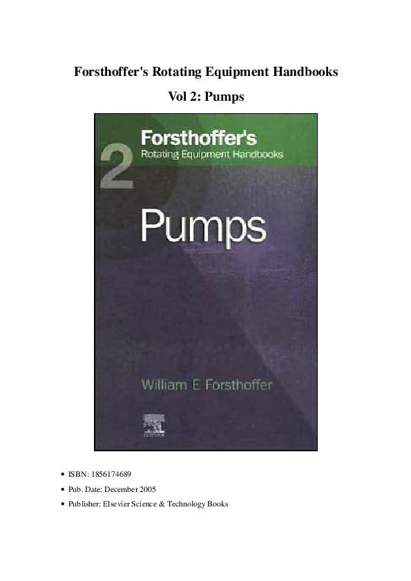 (PDF) Forsthoffer's Rotating Equipment Handbooks Vol 2: Pumps