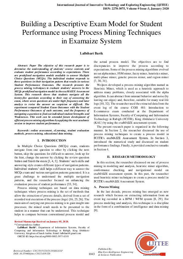 (PDF) Building a Descriptive Exam Model for Student Performance using Process Mining Techniques ...