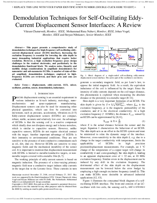 (PDF) Demodulation Techniques for Self-Oscillating Eddy-Current ...