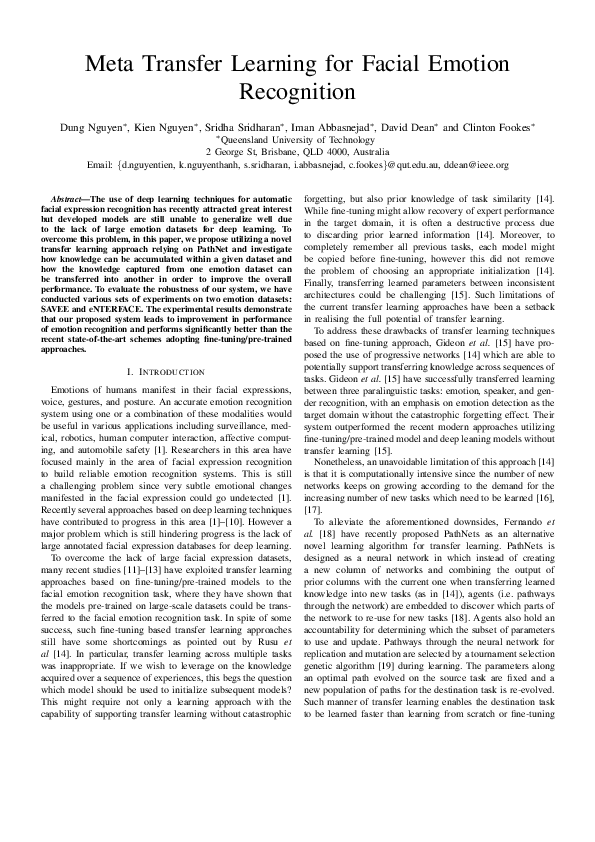 (PDF) Meta Transfer Learning for Facial Emotion Recognition