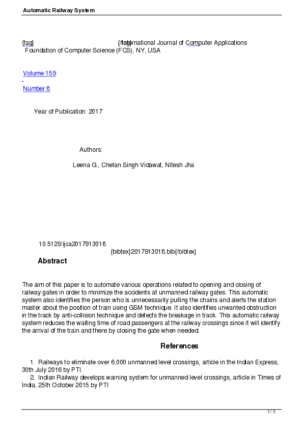 (PDF) Automatic Railway System