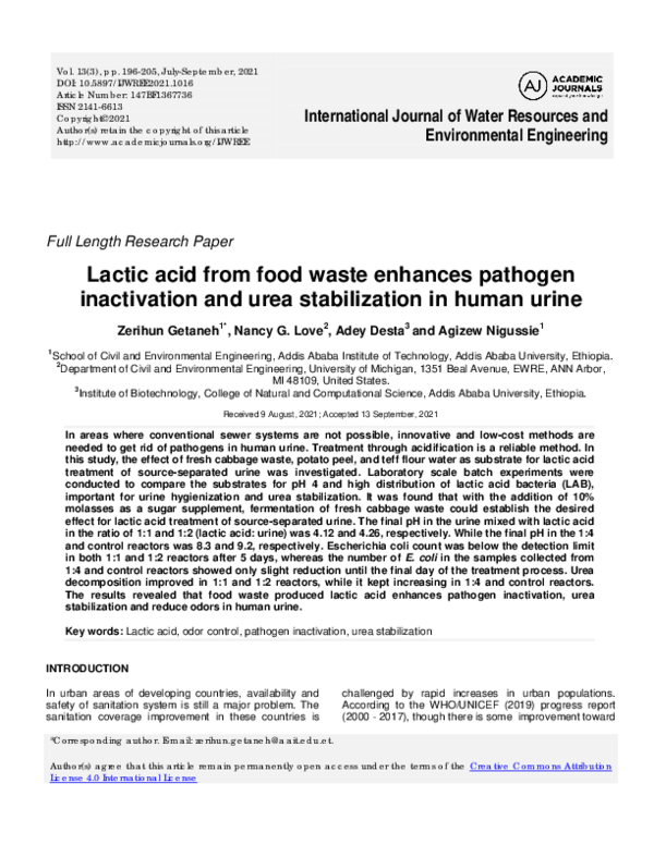 (PDF) Lactic acid from food waste enhances pathogen inactivation and ...