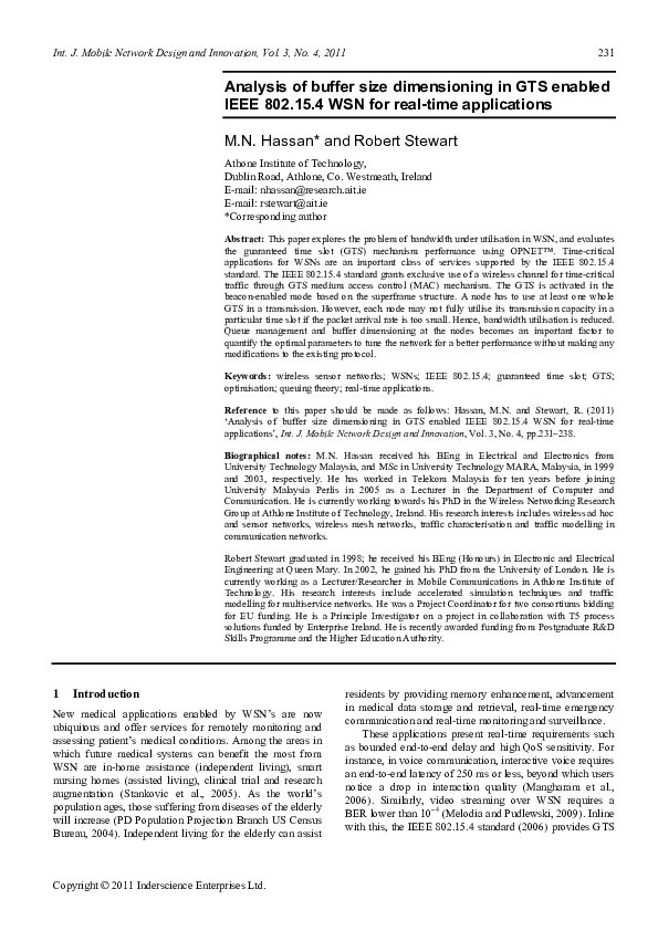 (PDF) Analysis of buffer size dimensioning in GTS enabled IEEE 802.15.4 ...