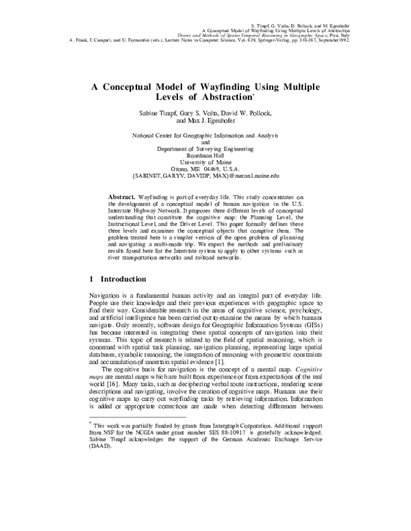 (PDF) A conceptual model of wayfinding using multiple levels of abstraction
