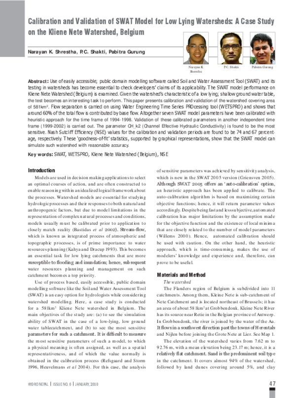 Pdf Calibration And Validation Of Swat Model For Low Lying Watersheds