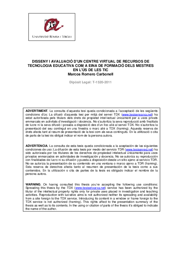 (PDF) Disseny i avaluació d'un centre virtual de recursos de tecnologia educativa com a eina de ...