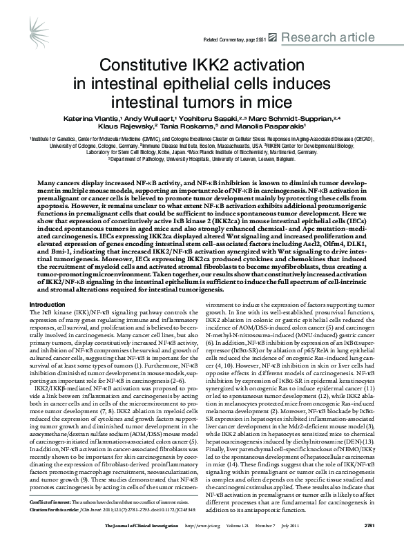 (PDF) Constitutive IKK2 activation in intestinal epithelial cells ...