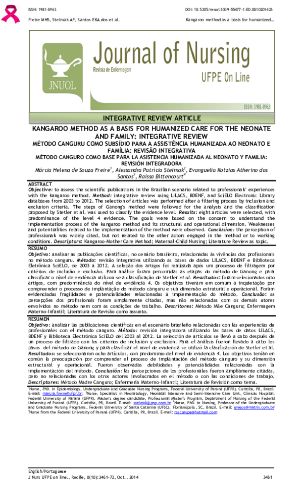 (PDF) Kangaroo method as a basis for humanized care for the neonate and ...