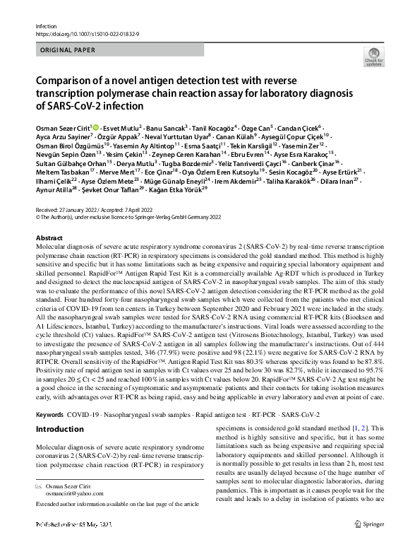 (PDF) Comparison of a novel antigen detection test with reverse ...