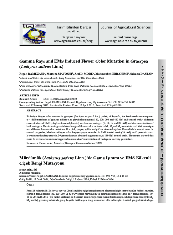 (PDF) Gamma rays and EMS induced Flower Color Mutation in Grasspea ...