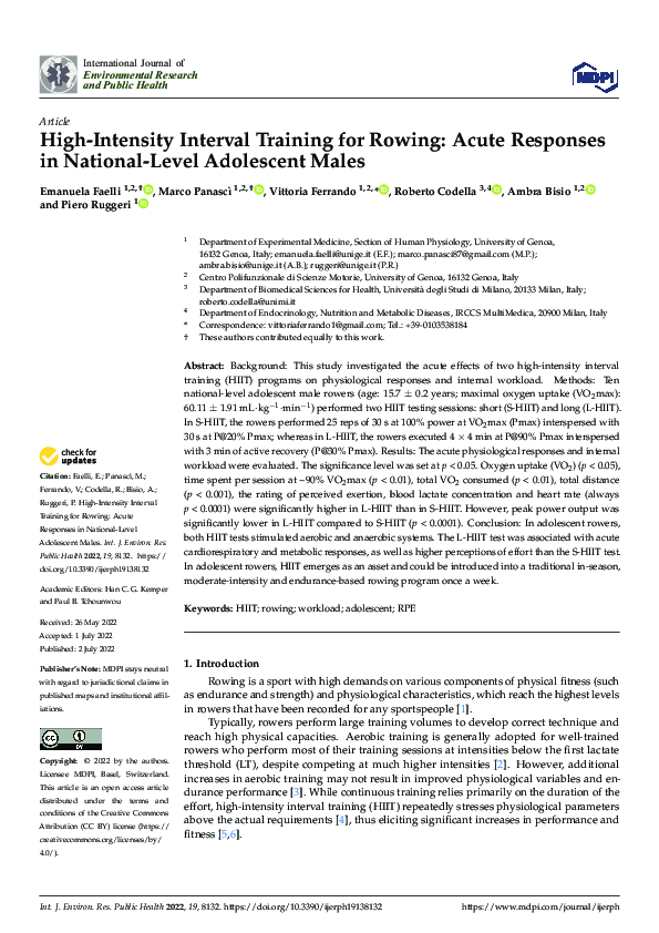 (PDF) High-Intensity Interval Training for Rowing: Acute Responses in National-Level Adolescent ...