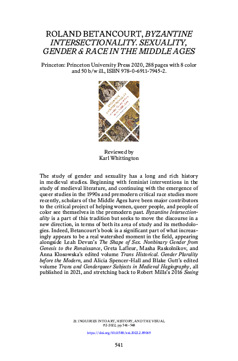 (PDF) Review of Roland Betancourt, Byzantine Intersectionality