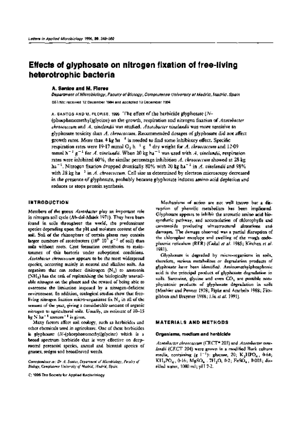 (PDF) Effects of glyphosate on nitrogen fixation of free-living ...