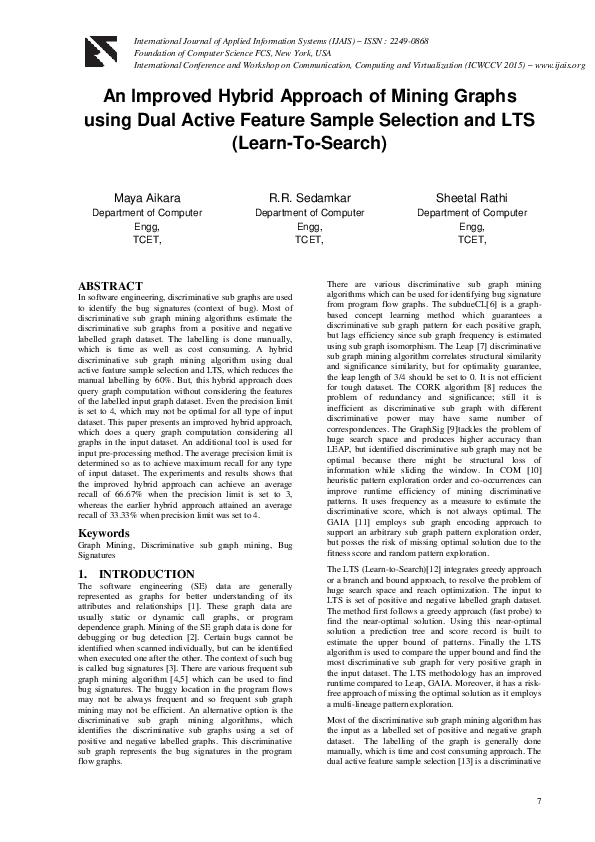 Pdf An Improved Hybrid Approach Of Mining Graphs Using Dual Active Feature Sample Selection