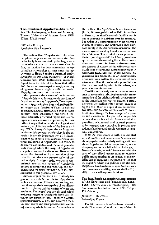 (PDF) The Invention of Appalachia . Allen W. Batteau