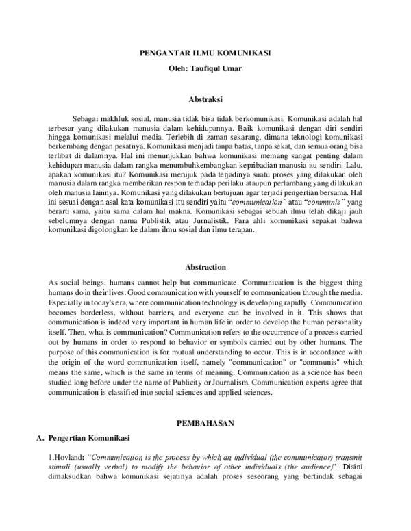 (PDF) PENGANTAR ILMU KOMUNIKASI
