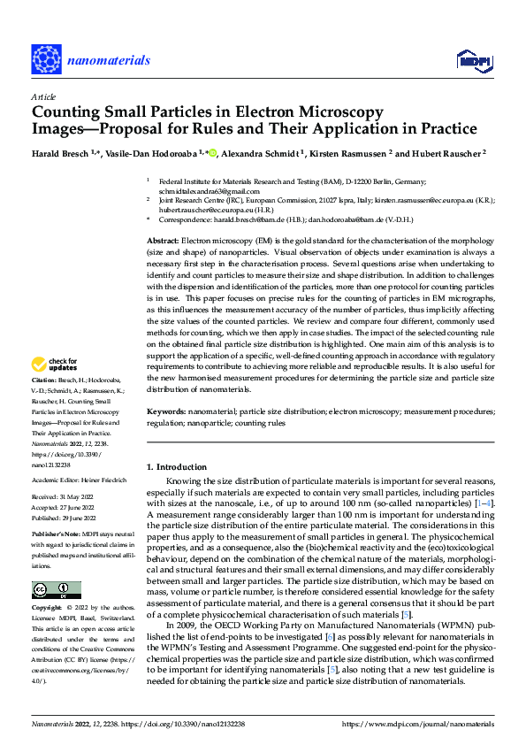 (PDF) Counting Small Particles in Electron Microscopy Images—Proposal ...