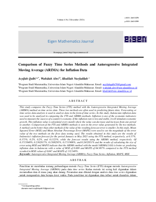 Pdf Comparison Of Fuzzy Time Series Methods And Autoregressive Integrated Moving Average