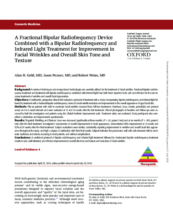 (PDF) A Fractional Bipolar Radiofrequency Device Combined with a ...