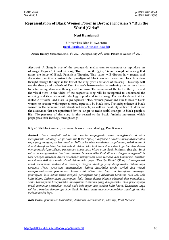 (PDF) Representation of Women Power in Beyoncé Knowless’ song “Run The ...