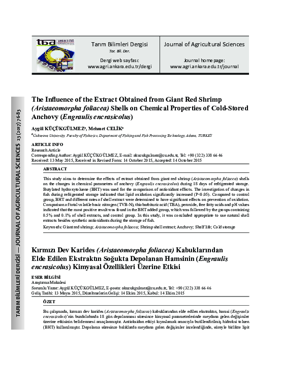 (PDF) The Influence of the Extract Obtained from Giant Red Shrimp ...