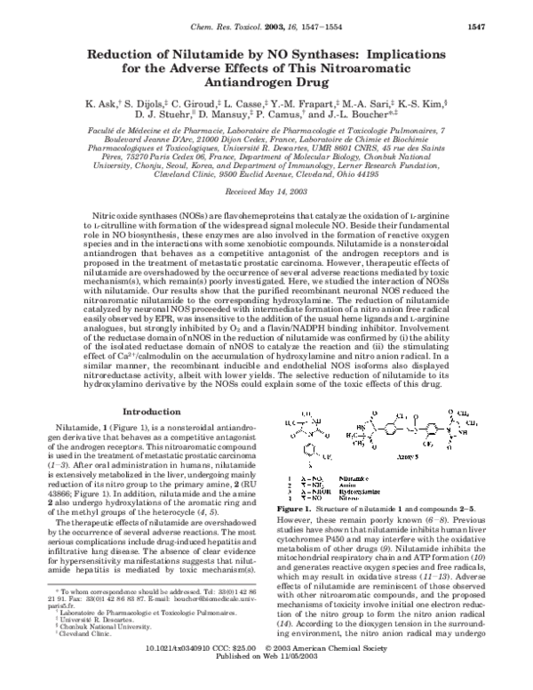 (PDF) Reduction of Nilutamide by NO Synthases: Implications for the ...