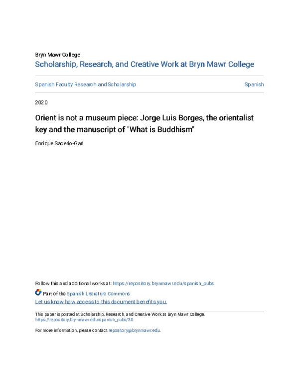 (PDF) Orient is not a museum piece: Jorge Luis Borges, the orientalist ...