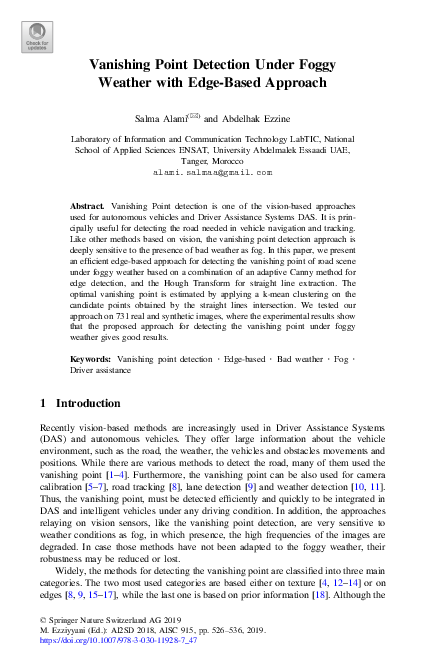 (PDF) Vanishing Point Detection Under Foggy Weather with Edge-Based Approach