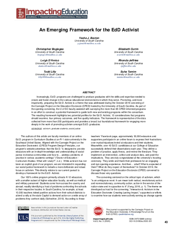 (PDF) An Emerging Framework for the EdD Activist