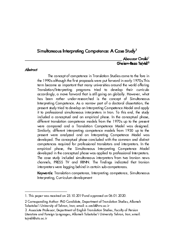 (PDF) Simultaneous Interpreting Competence: A Case Study