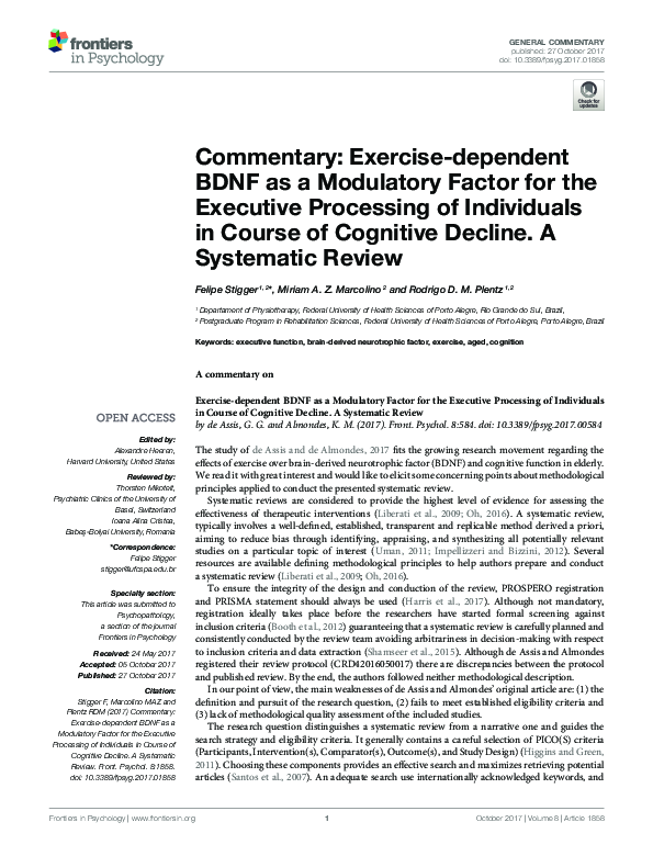 (PDF) Critique of Exercise-BDNF Review Methodology