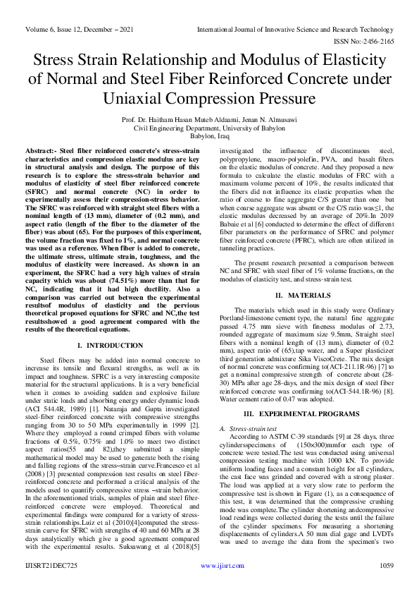 (PDF) Stress-Strain and Elasticity in SFRC and NC