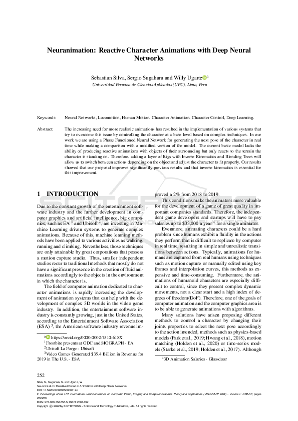 (PDF) Neuranimation: Reactive Character Animations with Deep Neural Networks