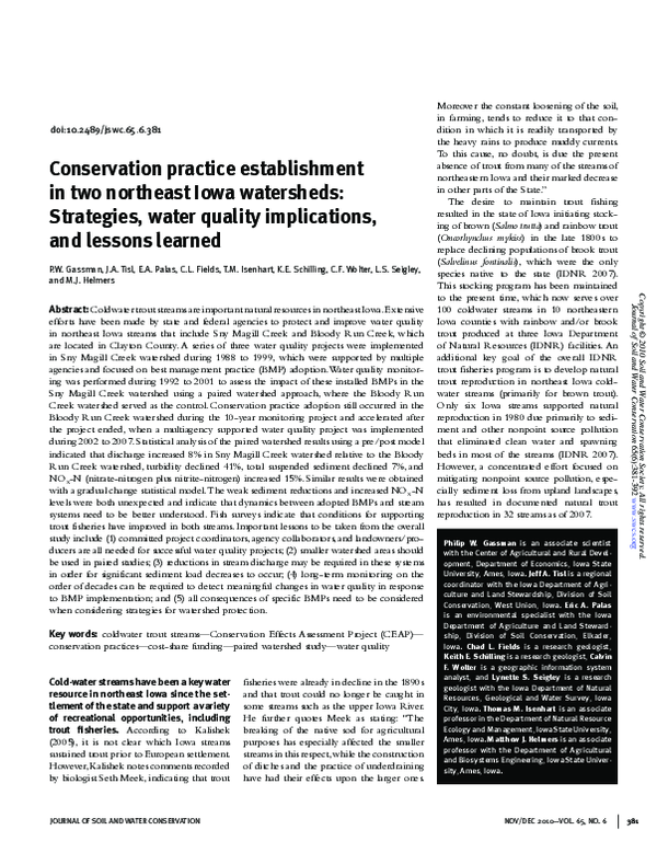 (PDF) Conservation practice establishment in two northeast Iowa ...