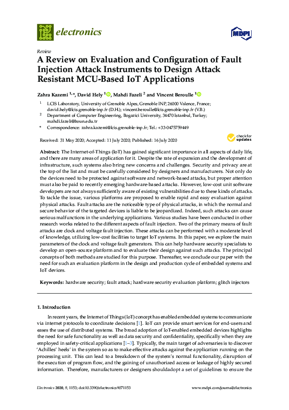 (PDF) A Review on Evaluation and Configuration of Fault Injection Attack Instruments to Design ...