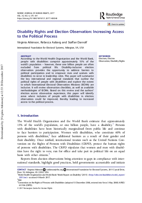 (PDF) Disability Rights and Election Observation: Increasing Access to ...