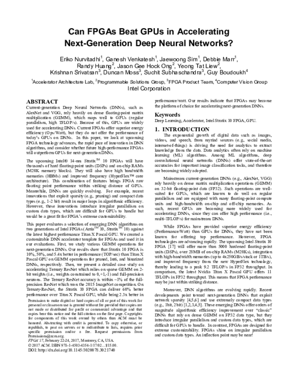 Pdf Can Fpgas Beat Gpus In Accelerating Next Generation Deep Neural Networks