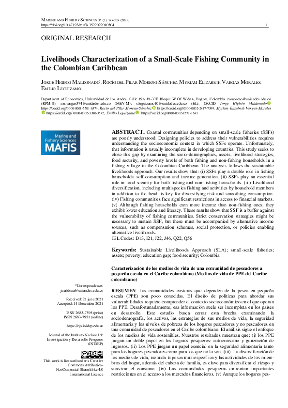 (PDF) Livelihoods Characterization of a Small-Scale Fishing Community ...