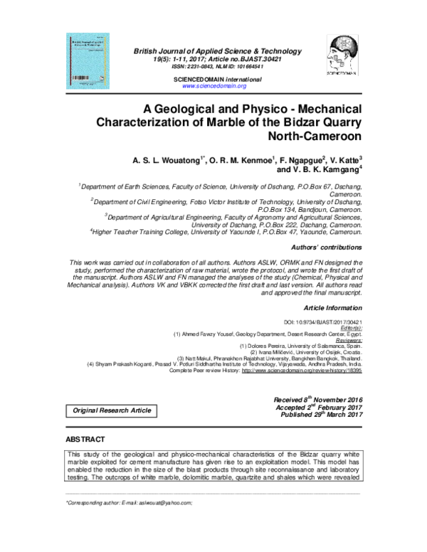 (PDF) A Geological and Physico - Mechanical Characterization of Marble ...