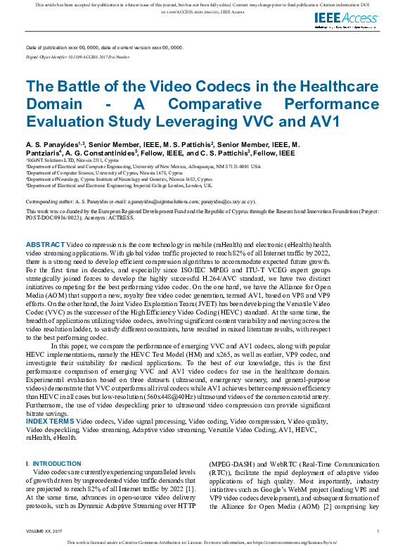 (PDF) The Battle of the Video Codecs in the Healthcare Domain - A Comparative Performance ...