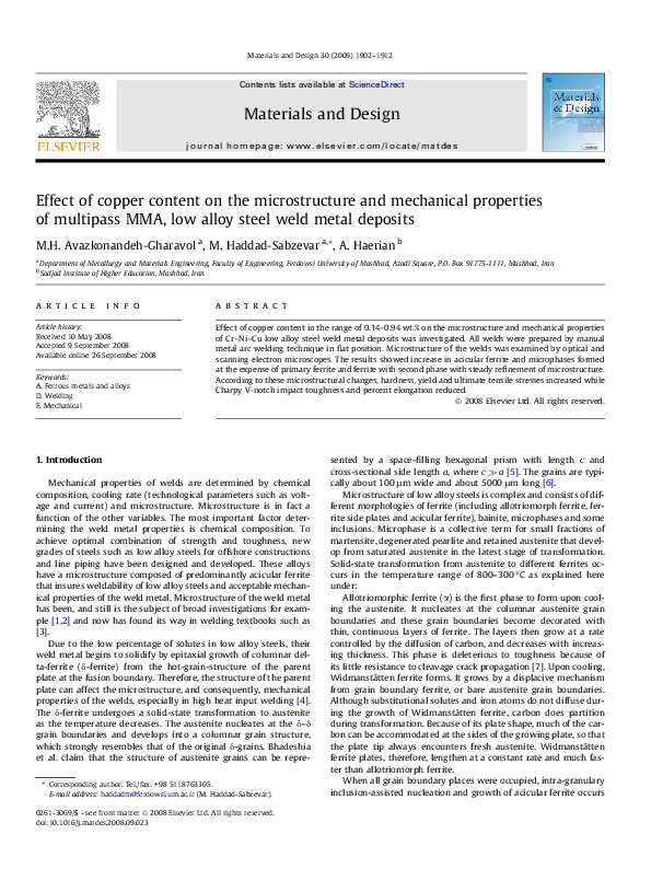 (PDF) Effect of copper content on the microstructure and mechanical properties of multipass MMA ...